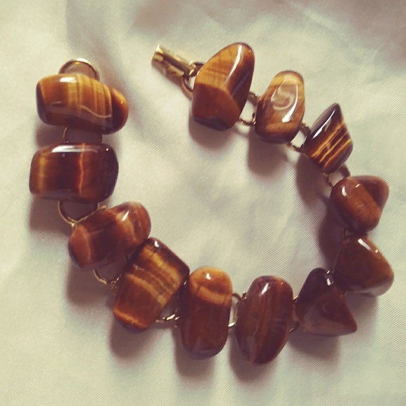 Vintage | Other | Vintage 36ct Real Tigers Eye Stone Bracelet | Poshmark